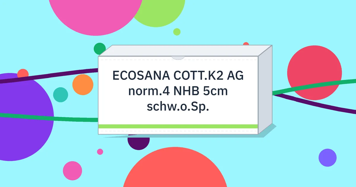 Symbolbild: Packung mit der Aufschrift ECOSANA COTT.K2 AG norm.4 NHB 5cm schw.o.Sp. (PZN 16949717) – Verfügbarkeit und Bezug in Apotheken in Frankfurt am Main