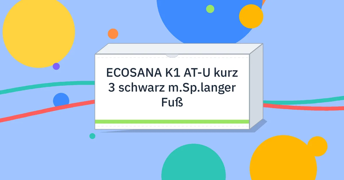 Symbolbild: Packung mit der Aufschrift ECOSANA K1 AT-U kurz 3 schwarz m.Sp.langer Fuß (PZN 04733751) – Verfügbarkeit und Bezug in Apotheken in Frankfurt am Main