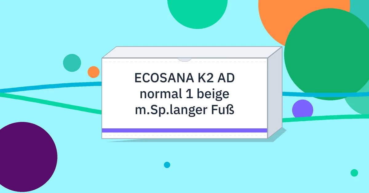 Symbolbild: Packung mit der Aufschrift ECOSANA K2 AD normal 1 beige m.Sp.langer Fuß (PZN 10955869) – Verfügbarkeit und Bezug in Apotheken in Frankfurt am Main
