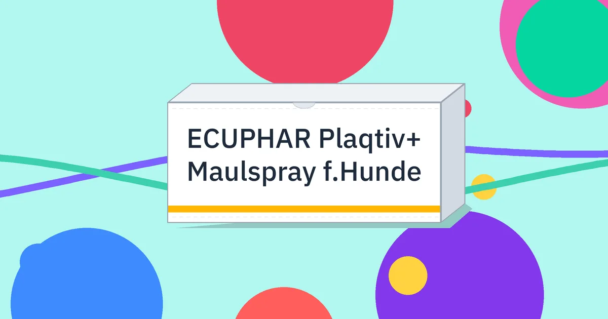 Symbolbild: Packung mit der Aufschrift ECUPHAR Plaqtiv+ Maulspray f.Hunde (PZN 20691816) – Verfügbarkeit und Bezug in Apotheken in Frankfurt am Main