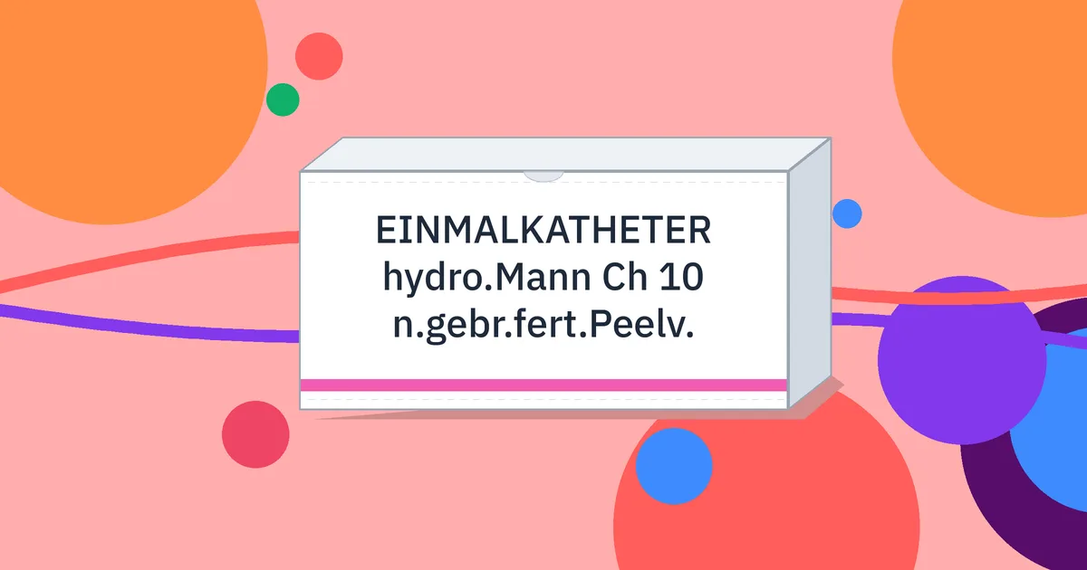 Symbolbild: Packung mit der Aufschrift EINMALKATHETER hydro.Mann Ch 10 n.gebr.fert.Peelv. (PZN 14137145) – Verfügbarkeit und Bezug in Apotheken in Frankfurt am Main