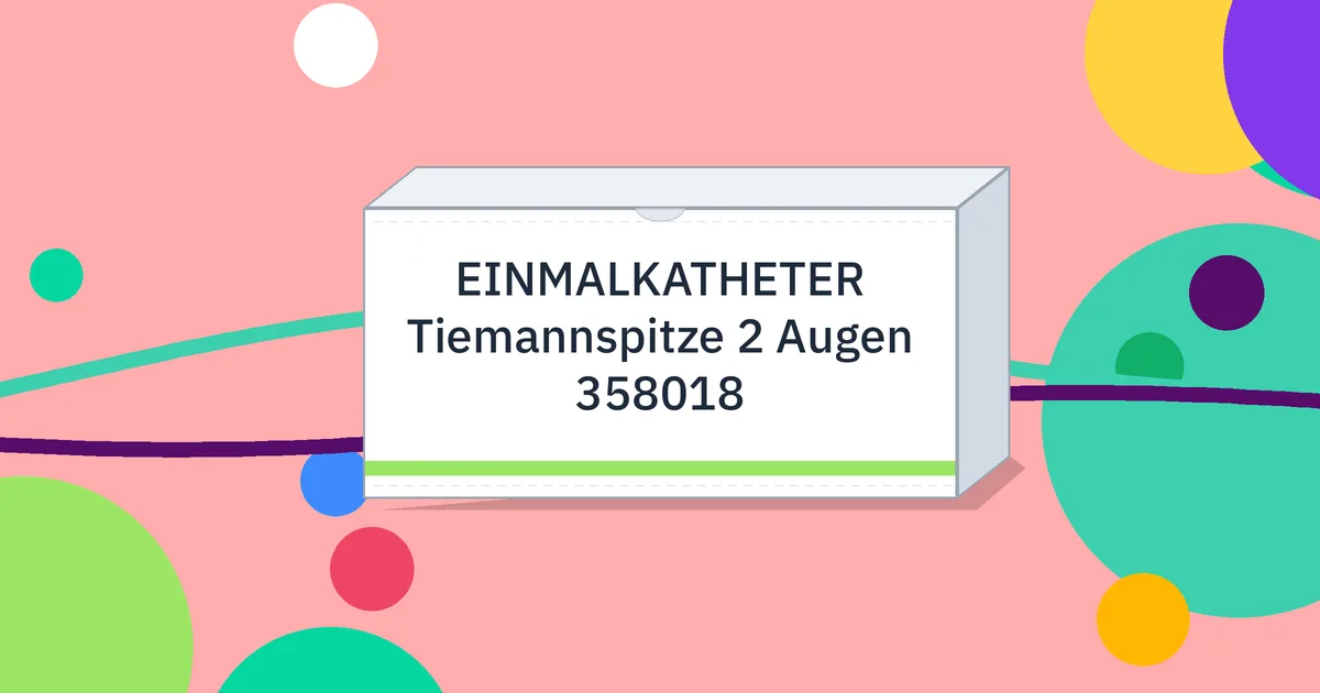 Symbolbild: Packung mit der Aufschrift EINMALKATHETER Tiemannspitze 2 Augen 358018 (PZN 20288687) – Verfügbarkeit und Bezug in Apotheken in Frankfurt am Main