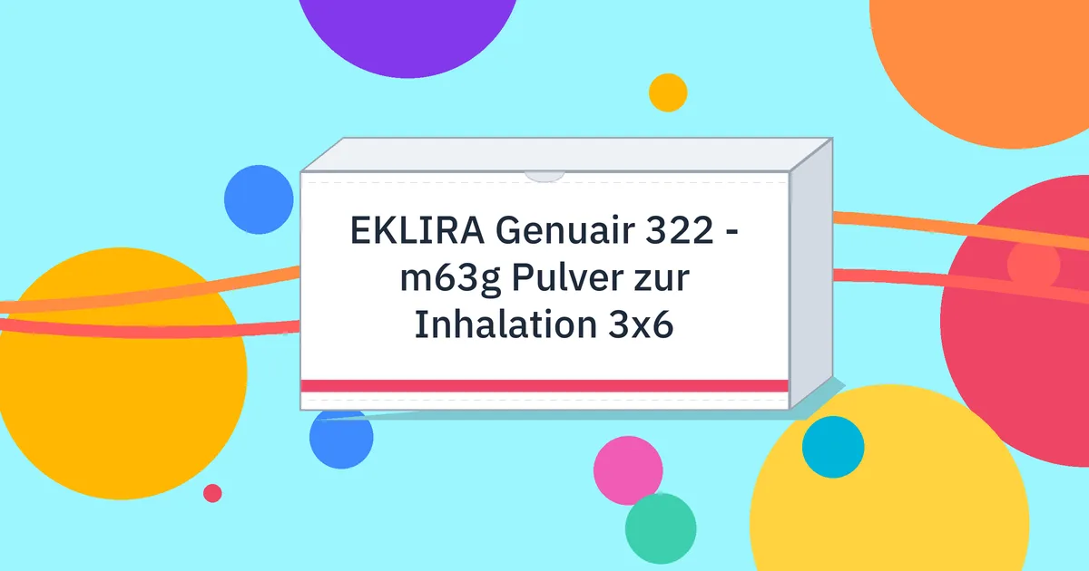 Symbolbild: Packung mit der Aufschrift EKLIRA Genuair 322 -m63g Pulver zur Inhalation 3x6 (PZN 16926403) – Verfügbarkeit und Bezug in Apotheken in Frankfurt am Main