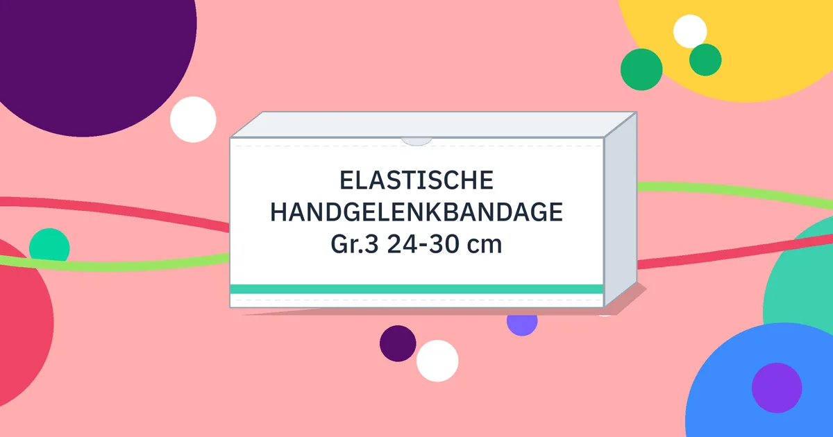 Symbolbild: Packung mit der Aufschrift ELASTISCHE HANDGELENKBANDAGE Gr.3 24-30 cm (PZN 18115761) – Verfügbarkeit und Bezug in Apotheken in Frankfurt am Main