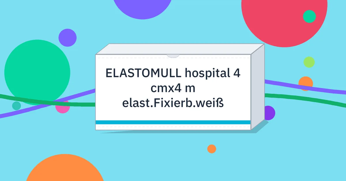 Symbolbild: Packung mit der Aufschrift ELASTOMULL hospital 4 cmx4 m elast.Fixierb.weiß (PZN 16027308) – Verfügbarkeit und Bezug in Apotheken in Frankfurt am Main