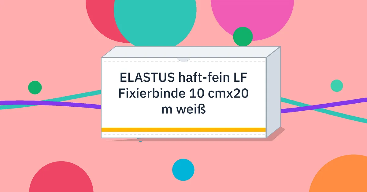Symbolbild: Packung mit der Aufschrift ELASTUS haft-fein LF Fixierbinde 10 cmx20 m weiß (PZN 16678365) – Verfügbarkeit und Bezug in Apotheken in Frankfurt am Main