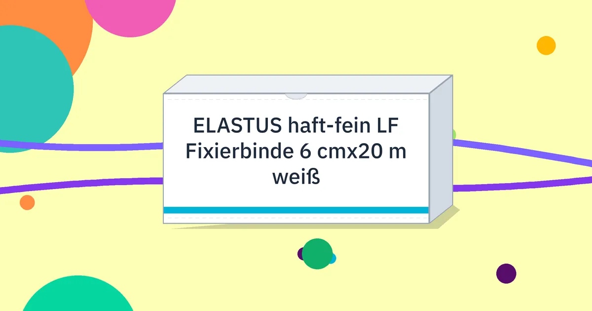 Symbolbild: Packung mit der Aufschrift ELASTUS haft-fein LF Fixierbinde 6 cmx20 m weiß (PZN 16678684) – Verfügbarkeit und Bezug in Apotheken in Frankfurt am Main