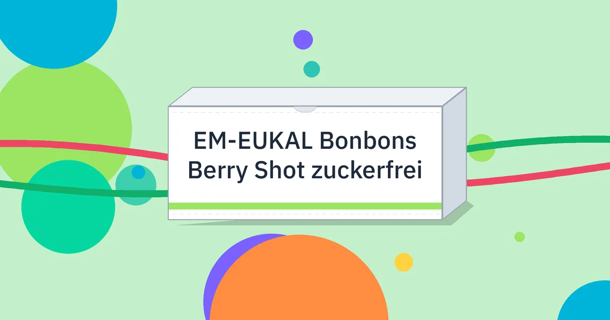 Symbolbild: Packung mit der Aufschrift EM-EUKAL Bonbons Berry Shot zuckerfrei (PZN 09922037) – Verfügbarkeit und Bezug in Apotheken in Frankfurt am Main
