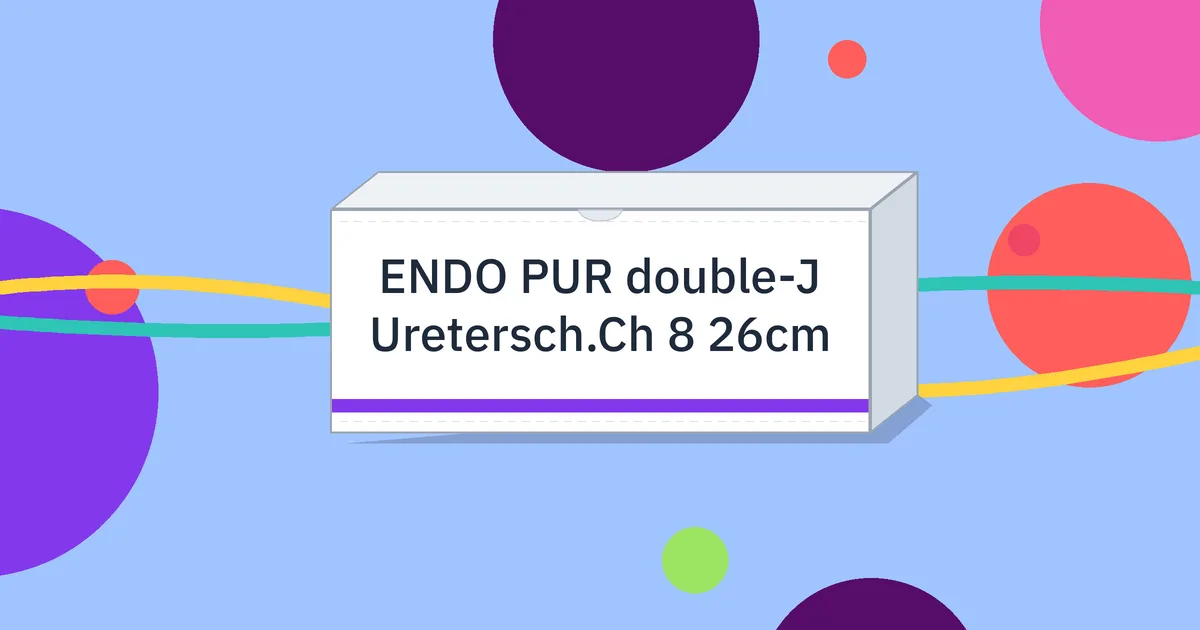 Symbolbild: Packung mit der Aufschrift ENDO PUR double-J Uretersch.Ch 8 26cm (PZN 00437961) – Verfügbarkeit und Bezug in Apotheken in Frankfurt am Main