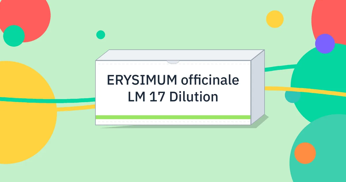 Symbolbild: Packung mit der Aufschrift ERYSIMUM officinale LM 17 Dilution (PZN 13479530) – Verfügbarkeit und Bezug in Apotheken in Frankfurt am Main