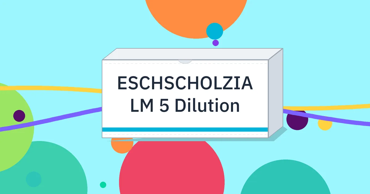 Symbolbild: Packung mit der Aufschrift ESCHSCHOLZIA LM 5 Dilution (PZN 13479866) – Verfügbarkeit und Bezug in Apotheken in Frankfurt am Main