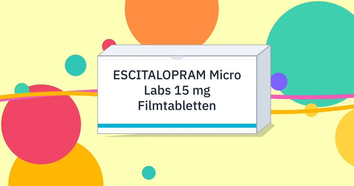 Symbolbild: Packung mit der Aufschrift ESCITALOPRAM Micro Labs 15 mg Filmtabletten (PZN 11695956) – Verfügbarkeit und Bezug in Apotheken in Frankfurt am Main
