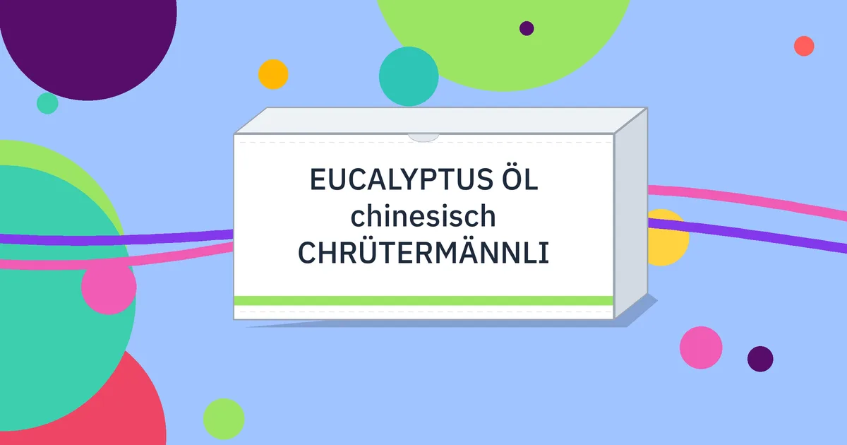 Symbolbild: Packung mit der Aufschrift EUCALYPTUS ÖL chinesisch CHRÜTERMÄNNLI (PZN 08423591) – Verfügbarkeit und Bezug in Apotheken in Frankfurt am Main