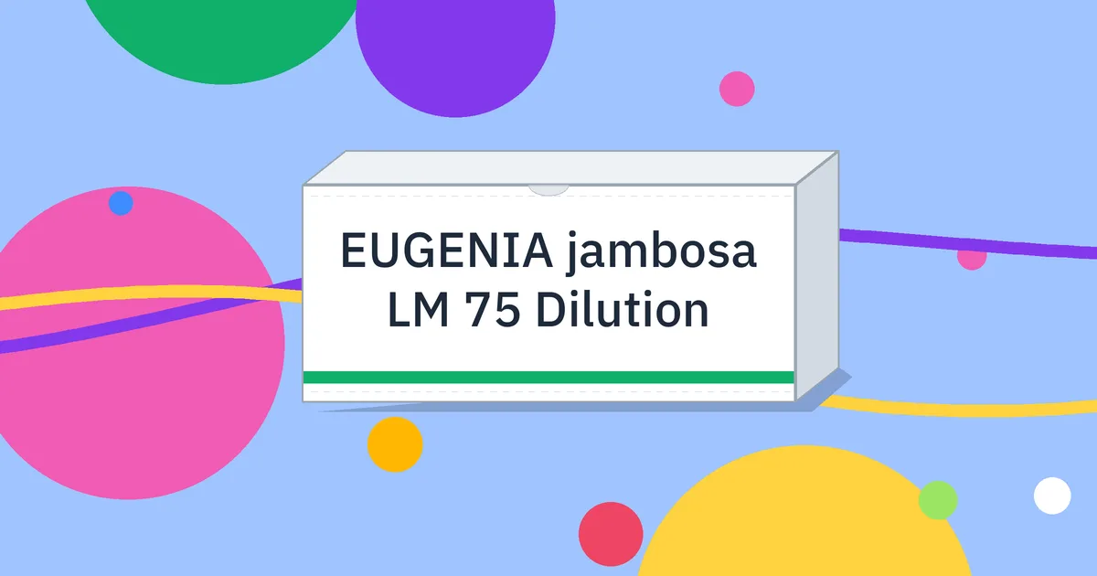 Symbolbild: Packung mit der Aufschrift EUGENIA jambosa LM 75 Dilution (PZN 13481188) – Verfügbarkeit und Bezug in Apotheken in Frankfurt am Main
