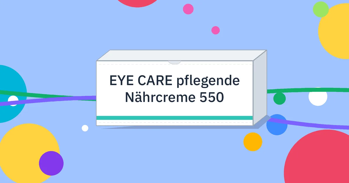 Symbolbild: Packung mit der Aufschrift EYE CARE pflegende Nährcreme 550 (PZN 08518334) – Verfügbarkeit und Bezug in Apotheken in Frankfurt am Main