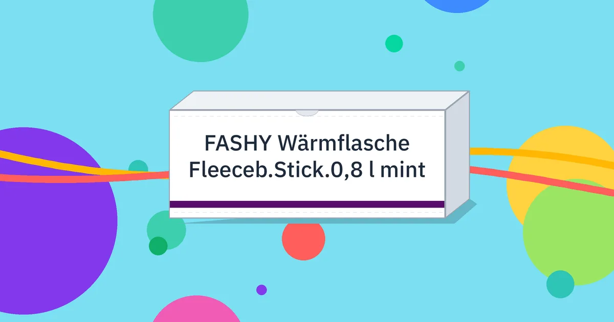 Symbolbild: Packung mit der Aufschrift FASHY Wärmflasche Fleeceb.Stick.0,8 l mint (PZN 18648693) – Verfügbarkeit und Bezug in Apotheken in Frankfurt am Main