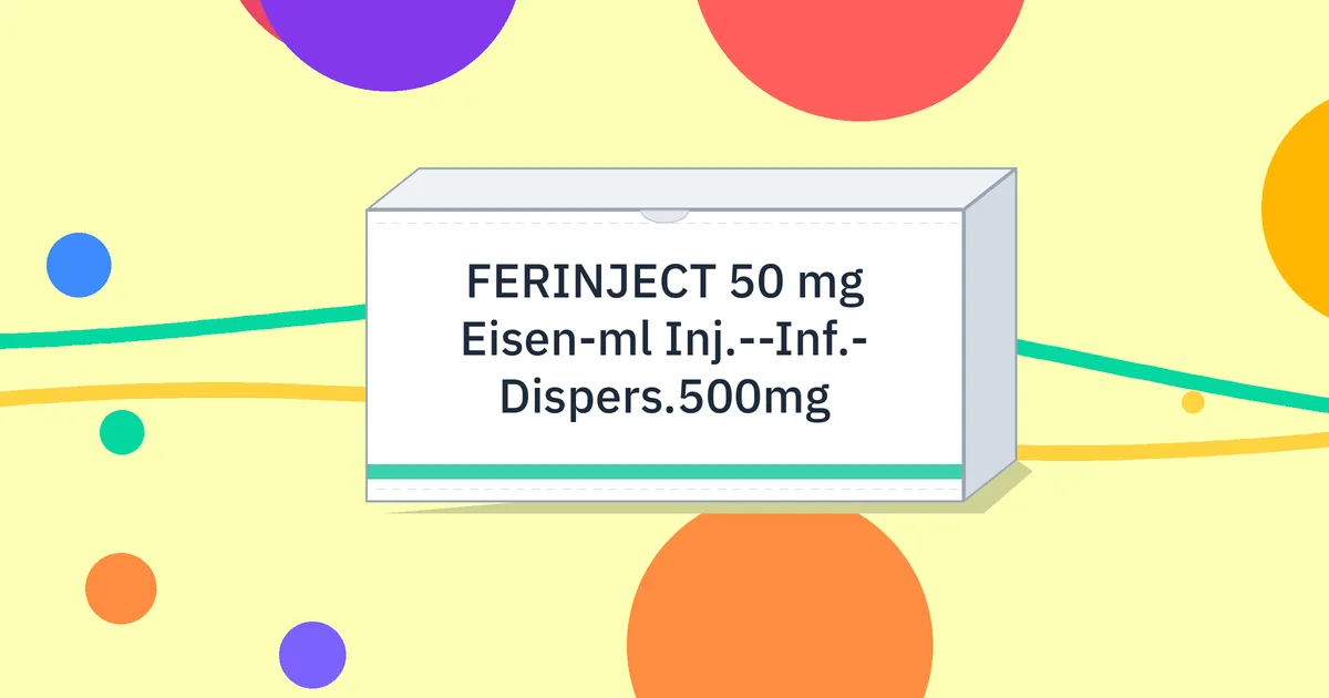 Symbolbild: Packung mit der Aufschrift FERINJECT 50 mg Eisen-ml Inj.--Inf.-Dispers.500mg (PZN 18841125) – Verfügbarkeit und Bezug in Apotheken in Frankfurt am Main