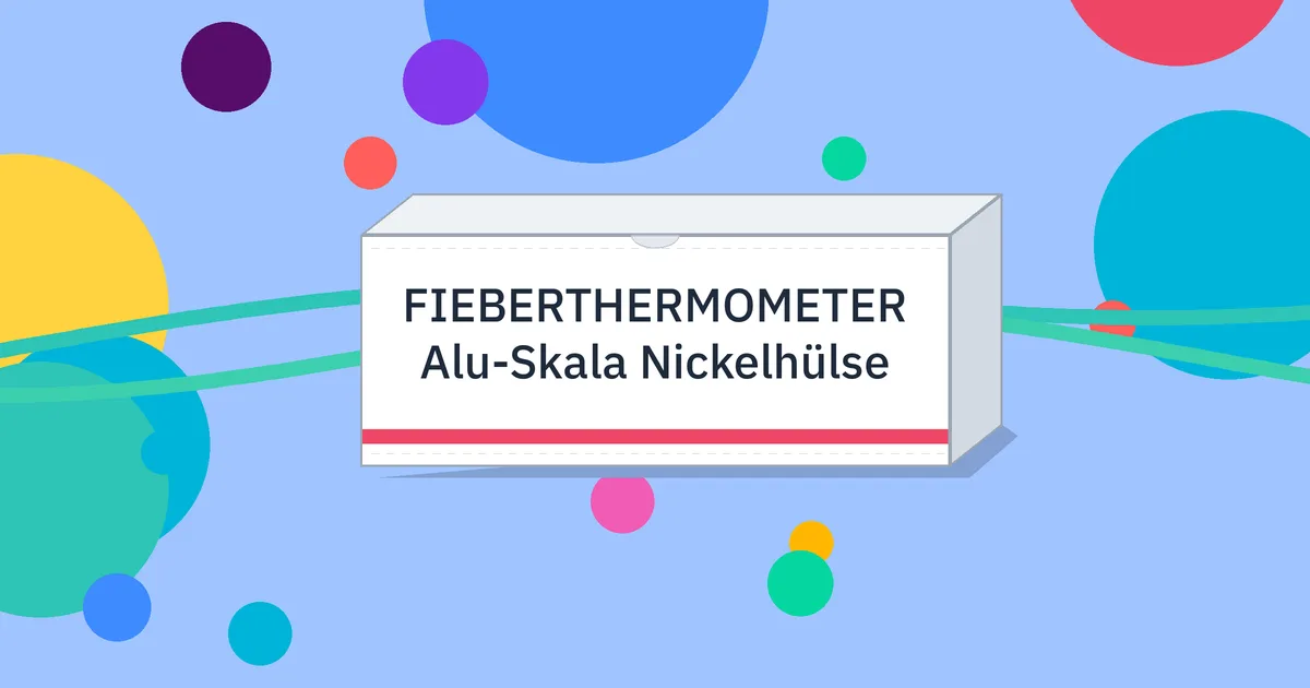 Symbolbild: Packung mit der Aufschrift FIEBERTHERMOMETER Alu-Skala Nickelhülse (PZN 01739552) – Verfügbarkeit und Bezug in Apotheken in Frankfurt am Main