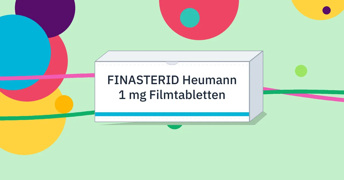 Symbolbild: Packung mit der Aufschrift FINASTERID Heumann 1 mg Filmtabletten (PZN 19660058) – Verfügbarkeit und Bezug in Apotheken in Frankfurt am Main