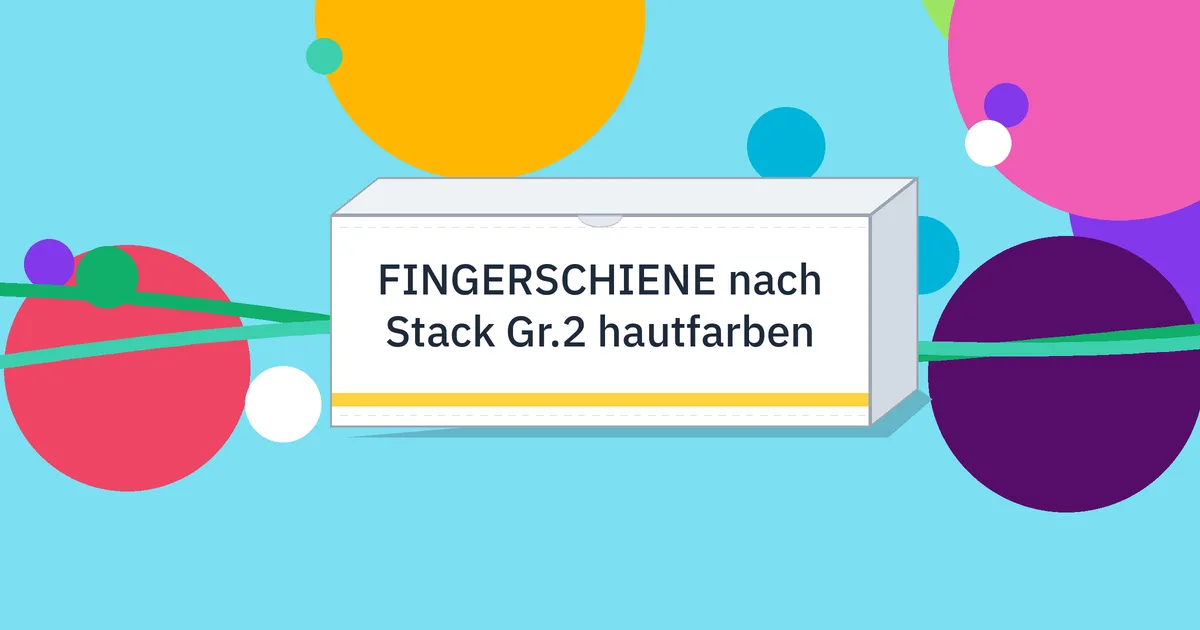 Symbolbild: Packung mit der Aufschrift FINGERSCHIENE nach Stack Gr.2 hautfarben (PZN 10214009) – Verfügbarkeit und Bezug in Apotheken in Frankfurt am Main