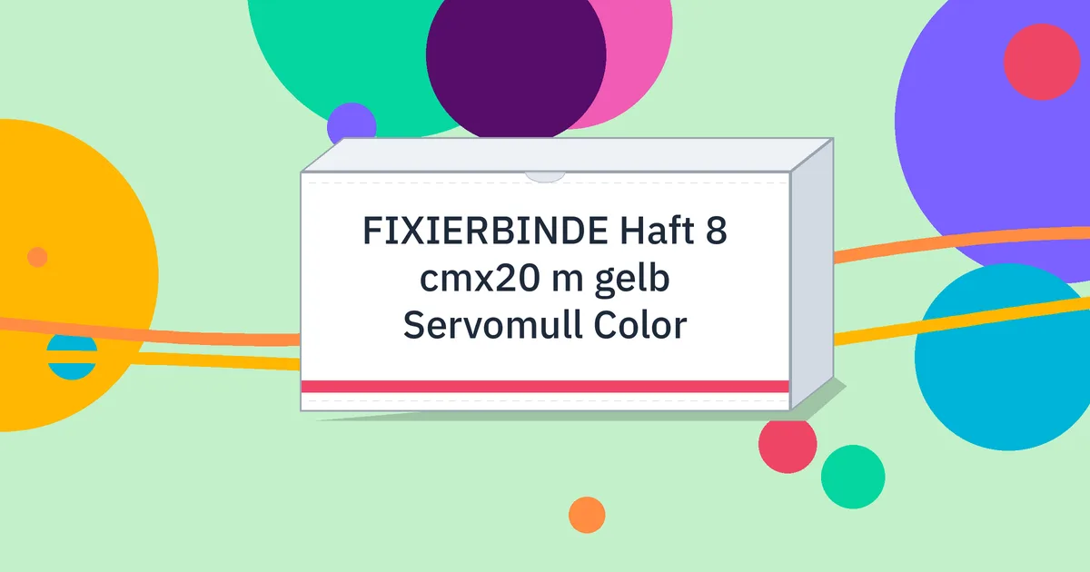 Symbolbild: Packung mit der Aufschrift FIXIERBINDE Haft 8 cmx20 m gelb Servomull Color (PZN 04762149) – Verfügbarkeit und Bezug in Apotheken in Frankfurt am Main