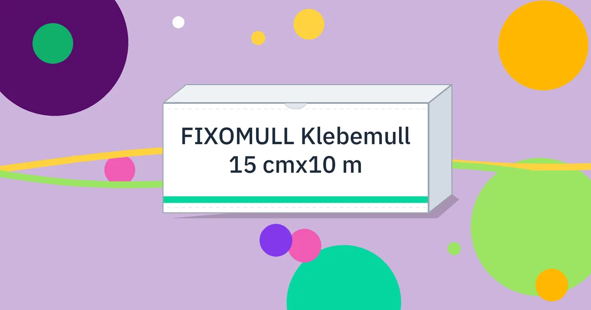 Symbolbild: Packung mit der Aufschrift FIXOMULL Klebemull 15 cmx10 m (PZN 19347539) – Verfügbarkeit und Bezug in Apotheken in Frankfurt am Main