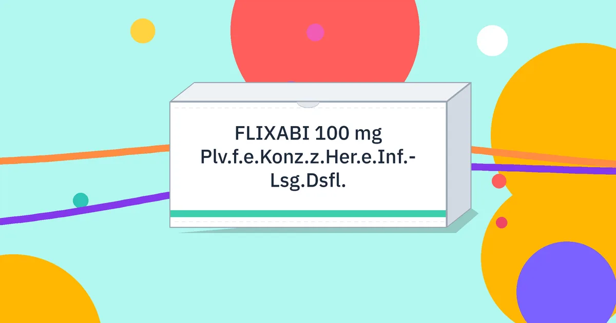 Symbolbild: Packung mit der Aufschrift FLIXABI 100 mg Plv.f.e.Konz.z.Her.e.Inf.-Lsg.Dsfl. (PZN 14356775) – Verfügbarkeit und Bezug in Apotheken in Frankfurt am Main