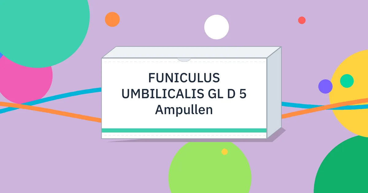 Symbolbild: Packung mit der Aufschrift FUNICULUS UMBILICALIS GL D 5 Ampullen (PZN 03357079) – Verfügbarkeit und Bezug in Apotheken in Frankfurt am Main