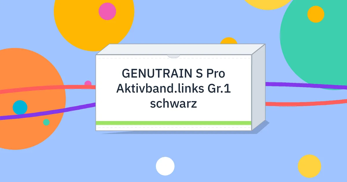 Symbolbild: Packung mit der Aufschrift GENUTRAIN S Pro Aktivband.links Gr.1 schwarz (PZN 09337155) – Verfügbarkeit und Bezug in Apotheken in Frankfurt am Main
