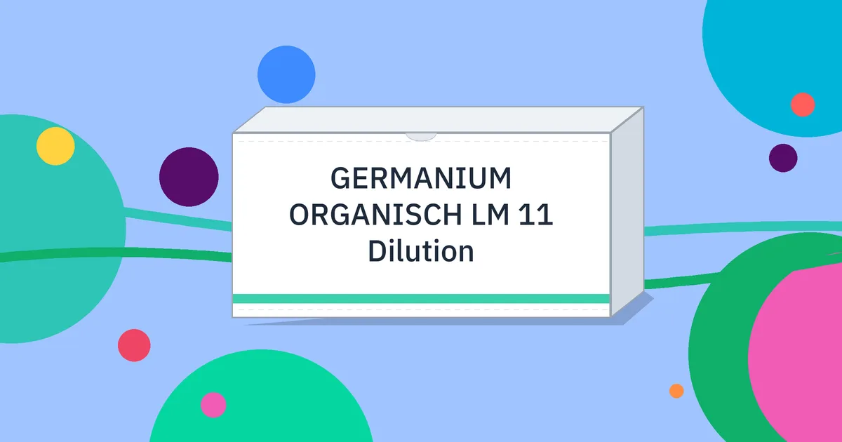 Symbolbild: Packung mit der Aufschrift GERMANIUM ORGANISCH LM 11 Dilution (PZN 16363710) – Verfügbarkeit und Bezug in Apotheken in Frankfurt am Main