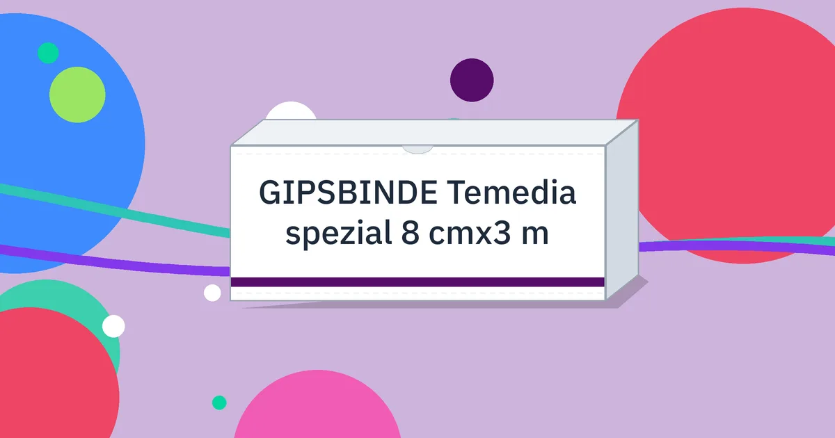 Symbolbild: Packung mit der Aufschrift GIPSBINDE Temedia spezial 8 cmx3 m (PZN 13250543) – Verfügbarkeit und Bezug in Apotheken in Frankfurt am Main
