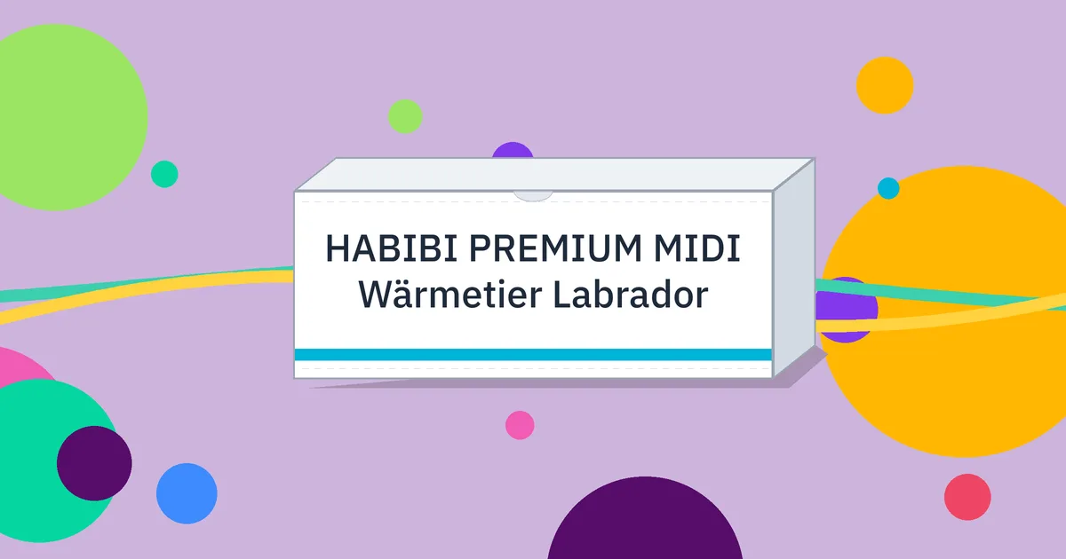 Symbolbild: Packung mit der Aufschrift HABIBI PREMIUM MIDI Wärmetier Labrador (PZN 20044620) – Verfügbarkeit und Bezug in Apotheken in Frankfurt am Main