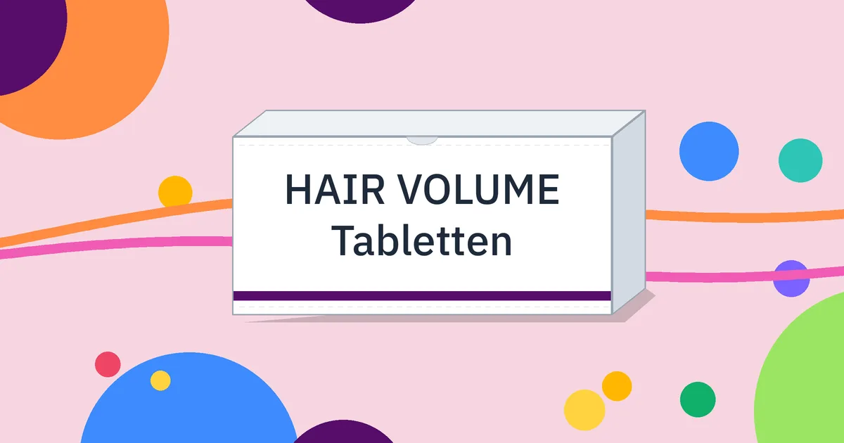 Symbolbild: Packung mit der Aufschrift HAIR VOLUME Tabletten (PZN 10260452) – Verfügbarkeit und Bezug in Apotheken in Frankfurt am Main