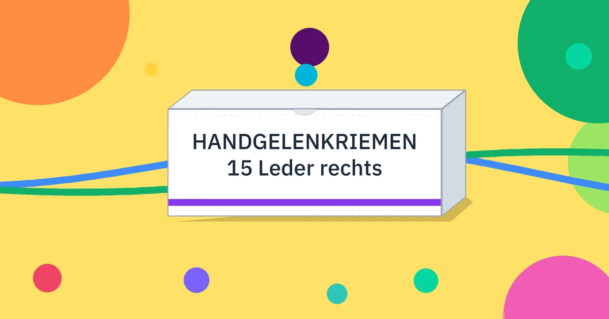 Symbolbild: Packung mit der Aufschrift HANDGELENKRIEMEN 15 Leder rechts (PZN 01727603) – Verfügbarkeit und Bezug in Apotheken in Frankfurt am Main