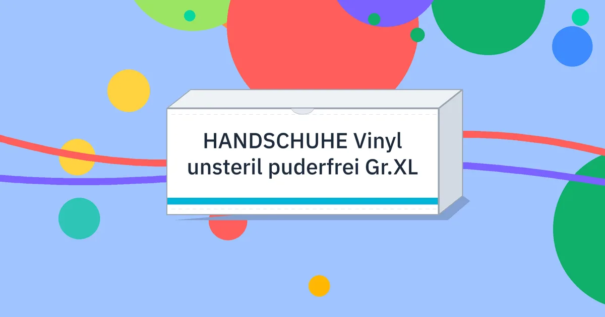 Symbolbild: Packung mit der Aufschrift HANDSCHUHE Vinyl unsteril puderfrei Gr.XL (PZN 01269767) – Verfügbarkeit und Bezug in Apotheken in Frankfurt am Main