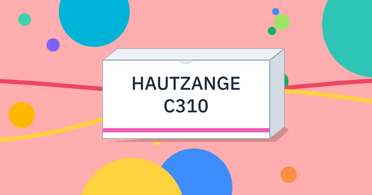 Symbolbild: Packung mit der Aufschrift HAUTZANGE C310 (PZN 01451472) – Verfügbarkeit und Bezug in Apotheken in Frankfurt am Main