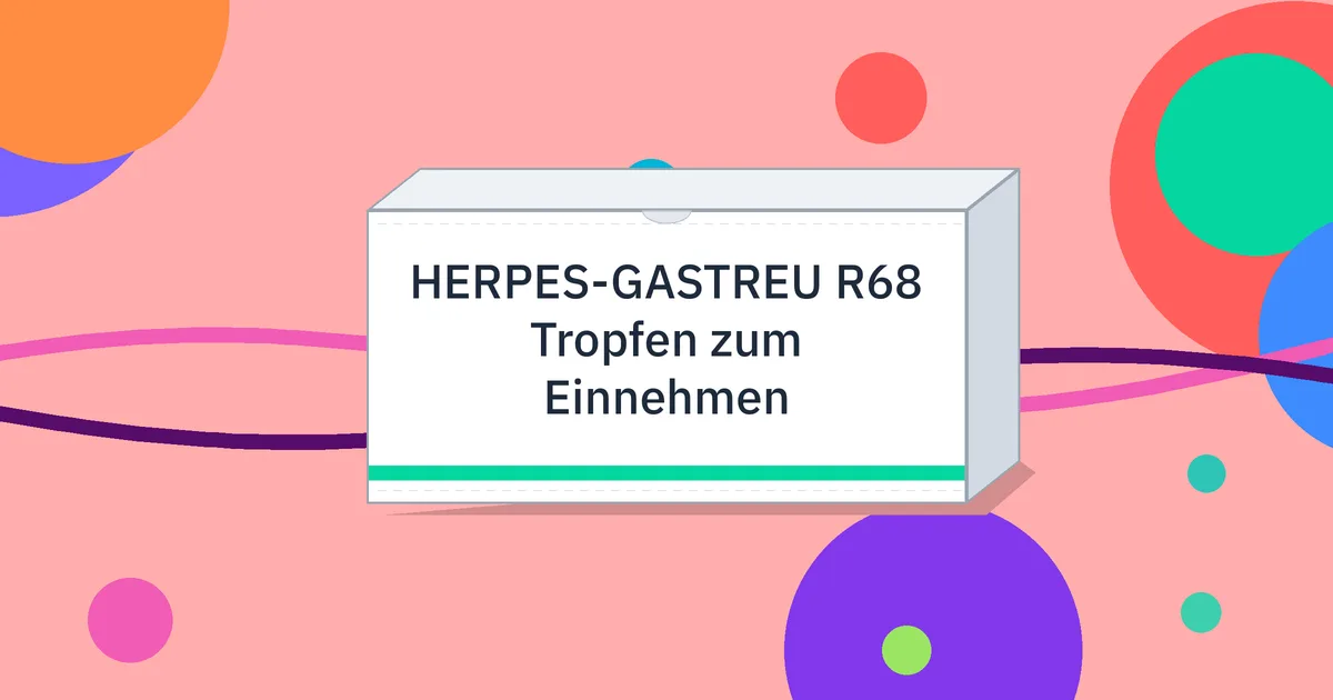 Symbolbild: Packung mit der Aufschrift HERPES-GASTREU R68 Tropfen zum Einnehmen (PZN 01374180) – Verfügbarkeit und Bezug in Apotheken in Frankfurt am Main