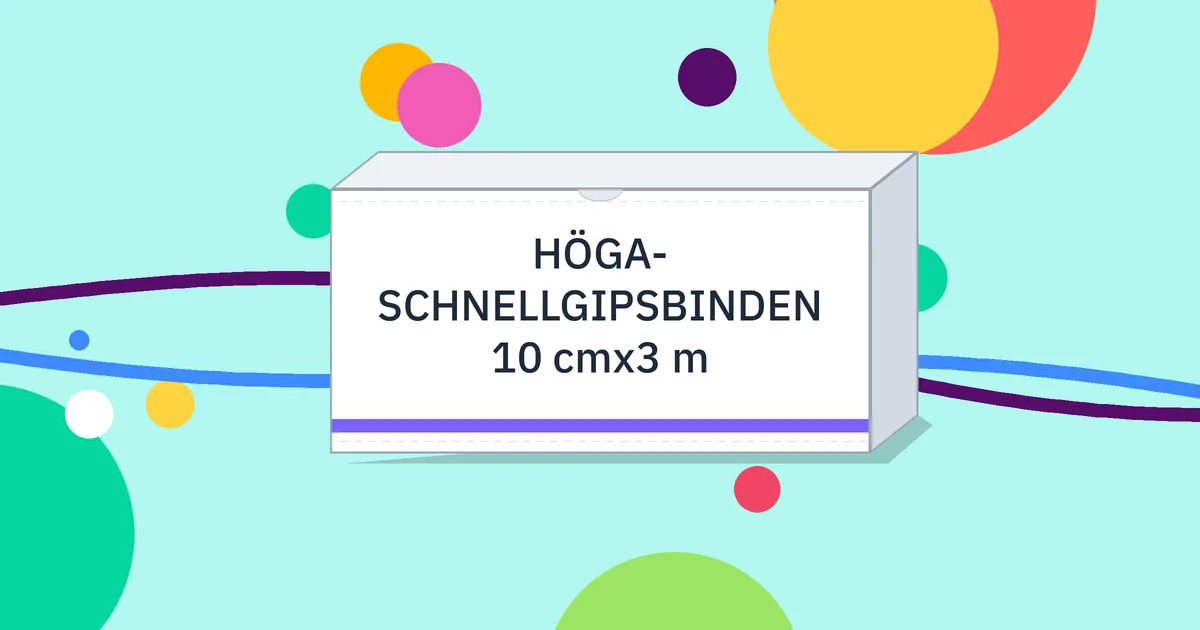 Symbolbild: Packung mit der Aufschrift HÖGA-SCHNELLGIPSBINDEN 10 cmx3 m (PZN 13659597) – Verfügbarkeit und Bezug in Apotheken in Frankfurt am Main