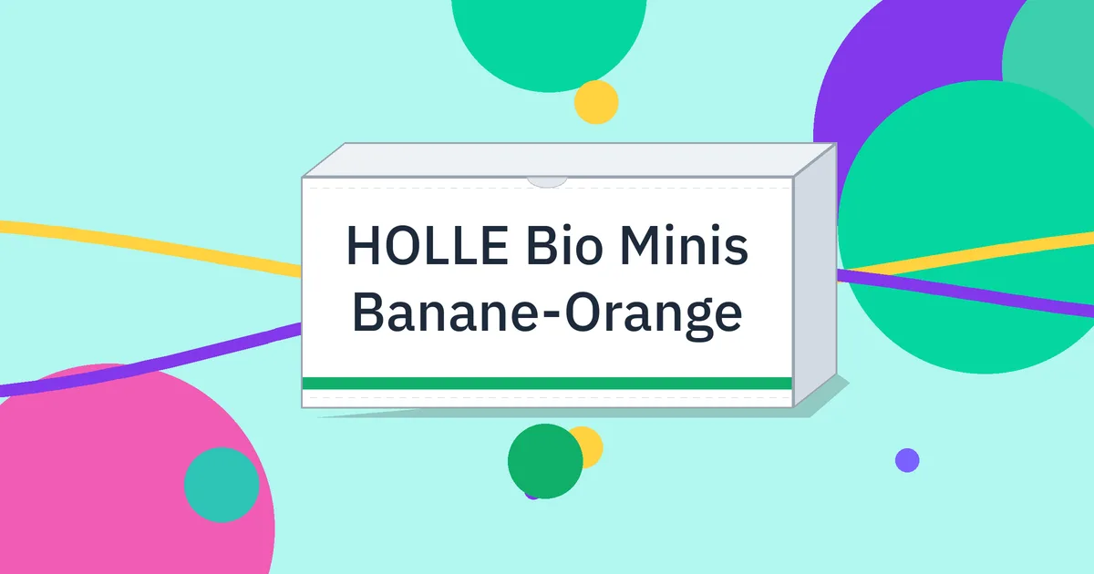 Symbolbild: Packung mit der Aufschrift HOLLE Bio Minis Banane-Orange (PZN 12553796) – Verfügbarkeit und Bezug in Apotheken in Frankfurt am Main