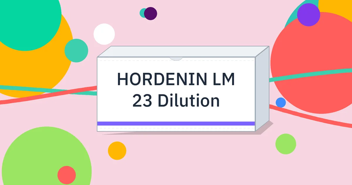 Symbolbild: Packung mit der Aufschrift HORDENIN LM 23 Dilution (PZN 13555490) – Verfügbarkeit und Bezug in Apotheken in Frankfurt am Main