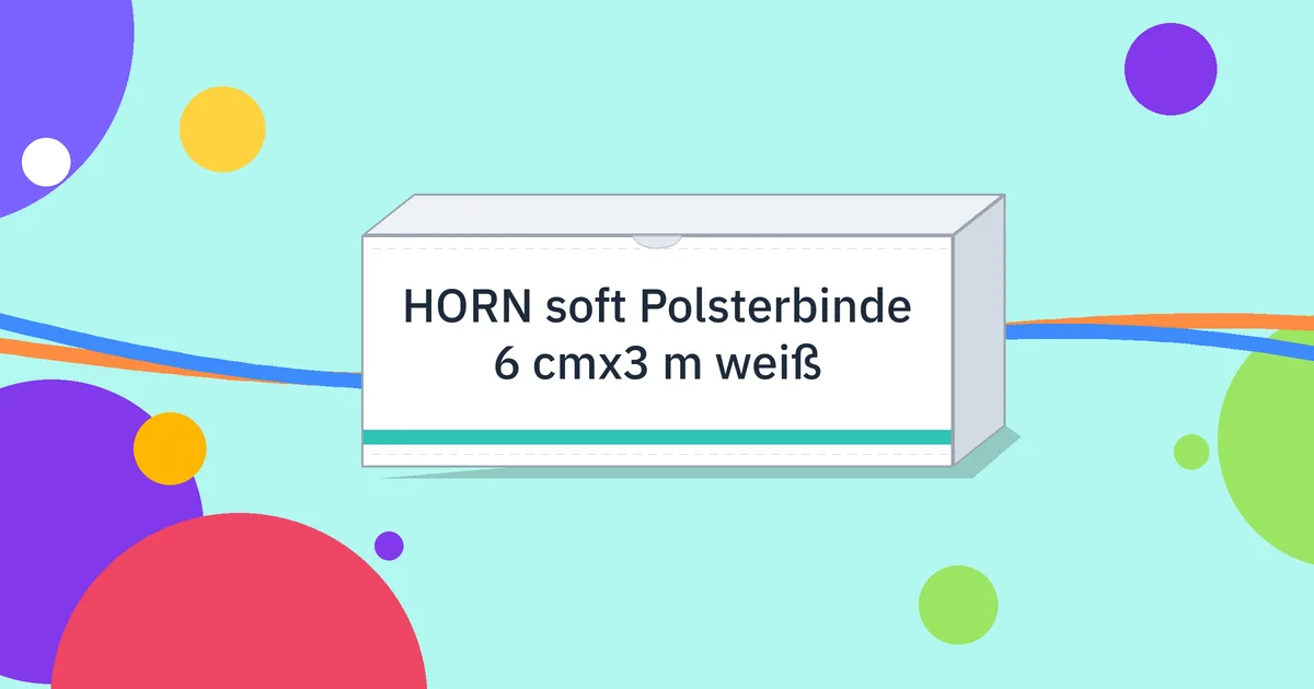 Symbolbild: Packung mit der Aufschrift HORN soft Polsterbinde 6 cmx3 m weiß (PZN 04668120) – Verfügbarkeit und Bezug in Apotheken in Frankfurt am Main