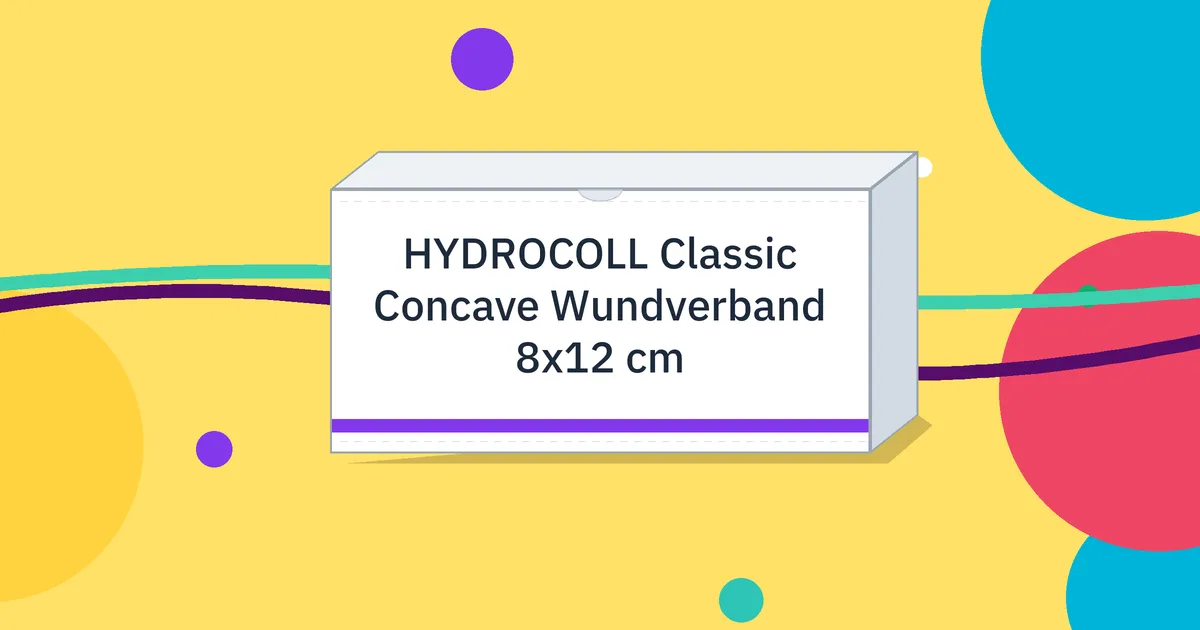 Symbolbild: Packung mit der Aufschrift HYDROCOLL Classic Concave Wundverband 8x12 cm (PZN 20124170) – Verfügbarkeit und Bezug in Apotheken in Frankfurt am Main