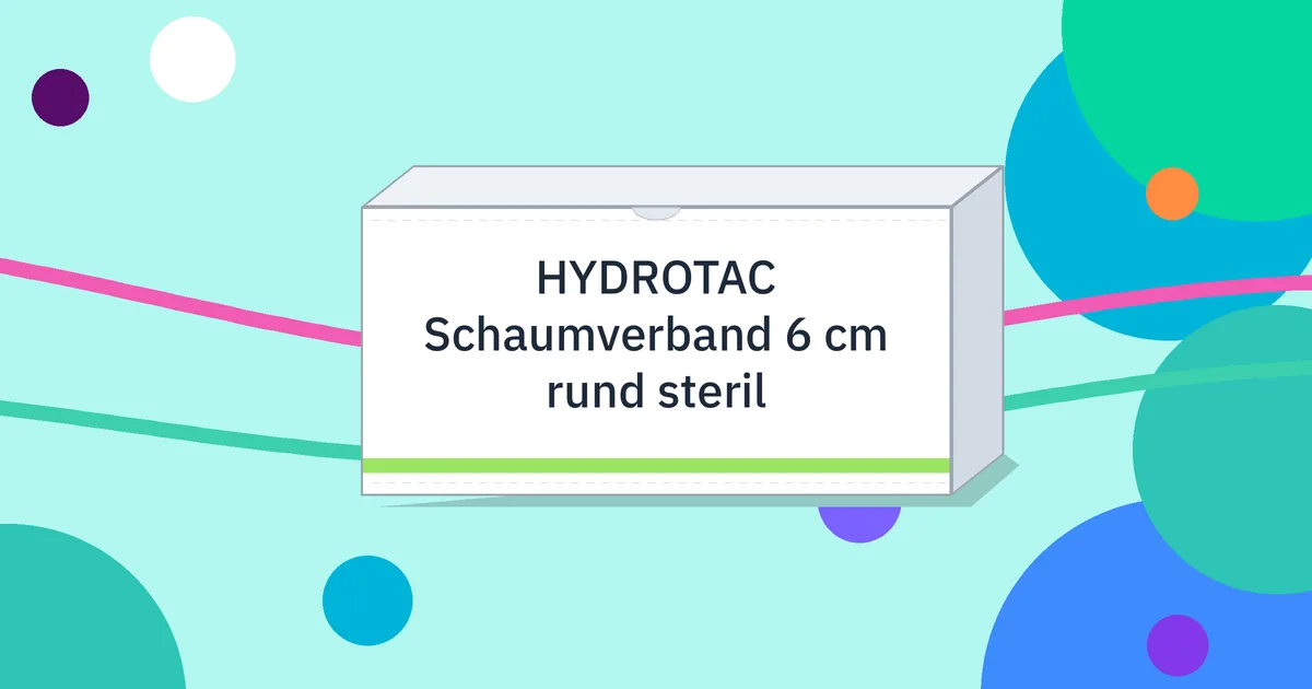 Symbolbild: Packung mit der Aufschrift HYDROTAC Schaumverband 6 cm rund steril (PZN 19921961) – Verfügbarkeit und Bezug in Apotheken in Frankfurt am Main