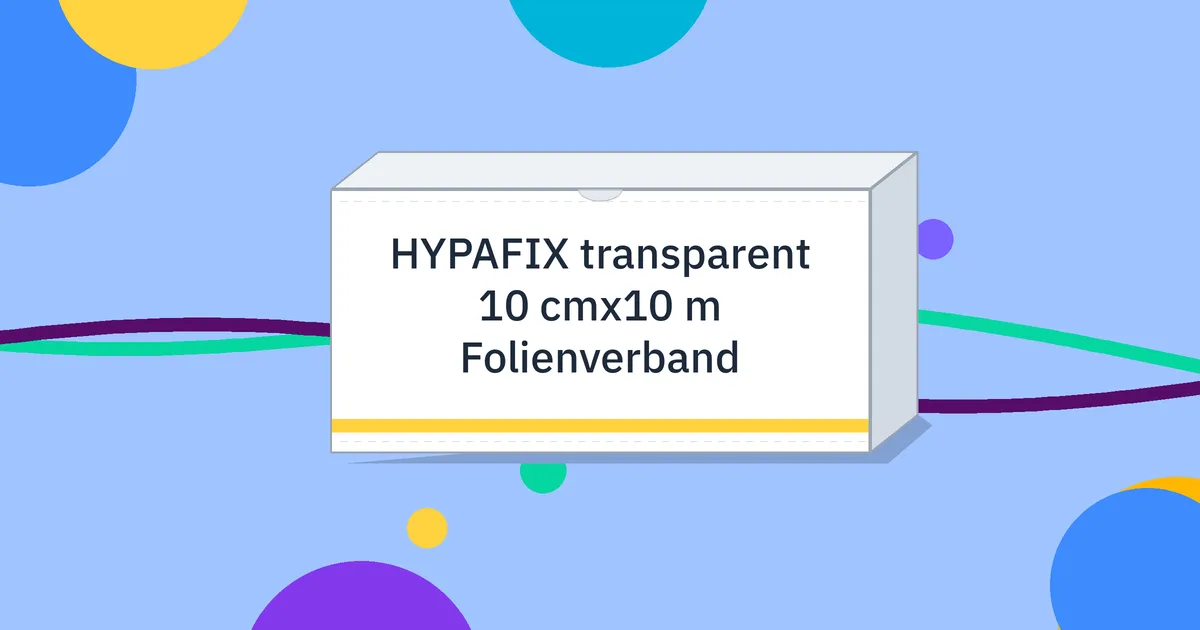 Symbolbild: Packung mit der Aufschrift HYPAFIX transparent 10 cmx10 m Folienverband (PZN 19194739) – Verfügbarkeit und Bezug in Apotheken in Frankfurt am Main