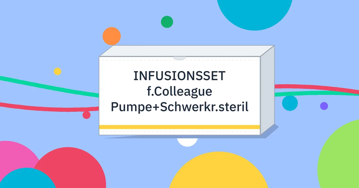 Symbolbild: Packung mit der Aufschrift INFUSIONSSET f.Colleague Pumpe+Schwerkr.steril (PZN 00465348) – Verfügbarkeit und Bezug in Apotheken in Frankfurt am Main
