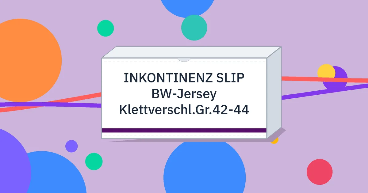 Symbolbild: Packung mit der Aufschrift INKONTINENZ SLIP BW-Jersey Klettverschl.Gr.42-44 (PZN 10217806) – Verfügbarkeit und Bezug in Apotheken in Frankfurt am Main