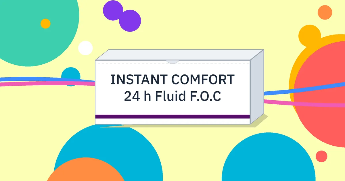 Symbolbild: Packung mit der Aufschrift INSTANT COMFORT 24 h Fluid F.O.C (PZN 11351487) – Verfügbarkeit und Bezug in Apotheken in Frankfurt am Main