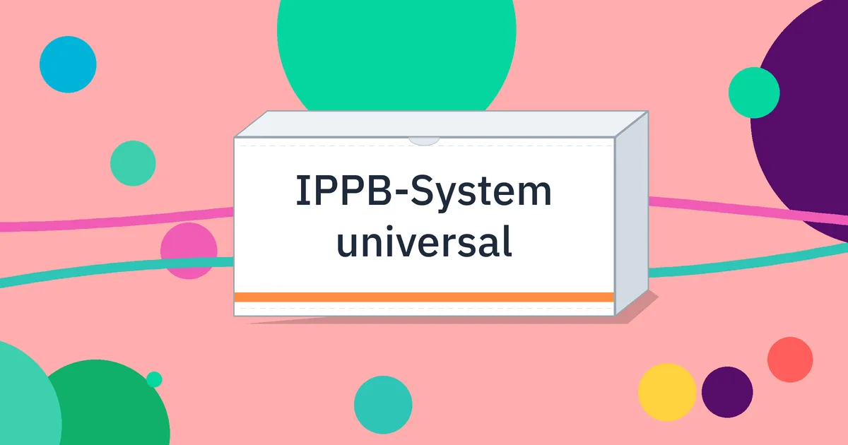 Symbolbild: Packung mit der Aufschrift IPPB-System universal (PZN 16787775) – Verfügbarkeit und Bezug in Apotheken in Frankfurt am Main