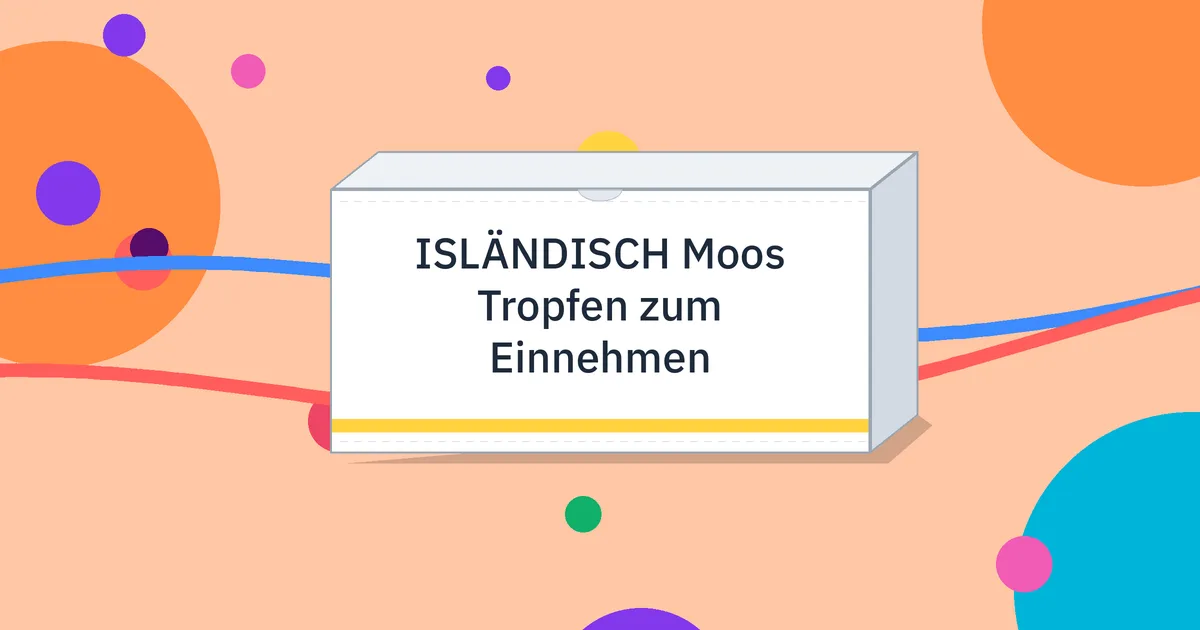 Symbolbild: Packung mit der Aufschrift ISLÄNDISCH Moos Tropfen zum Einnehmen (PZN 11366572) – Verfügbarkeit und Bezug in Apotheken in Frankfurt am Main