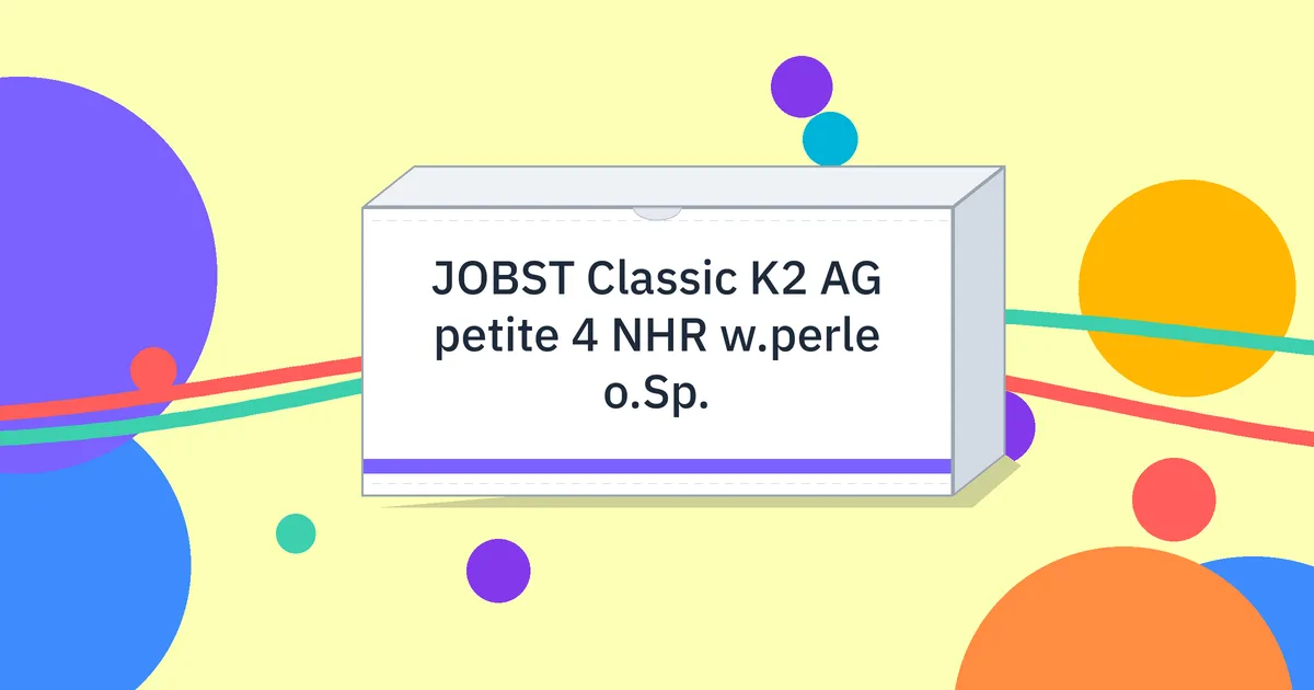Symbolbild: Packung mit der Aufschrift JOBST Classic K2 AG petite 4 NHR w.perle o.Sp. (PZN 10728091) – Verfügbarkeit und Bezug in Apotheken in Frankfurt am Main